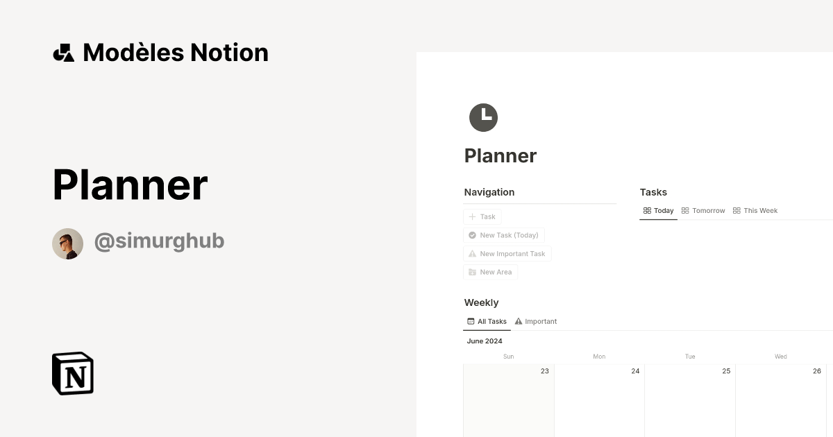Modèle Planner | Marketplace Notion