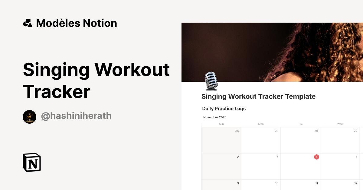 Singing Workout Tracker | Modèle créé par Hashini Herath Music ...
