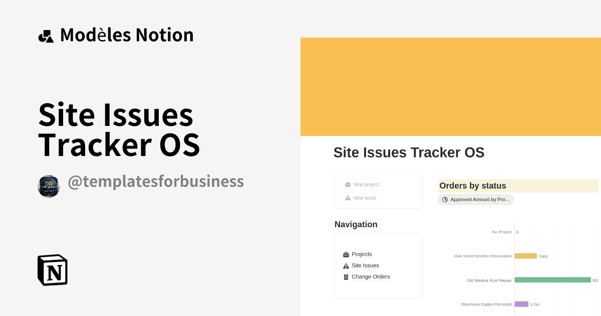 Site Issues Tracker OS | Modèle créé par System4Business Co ...
