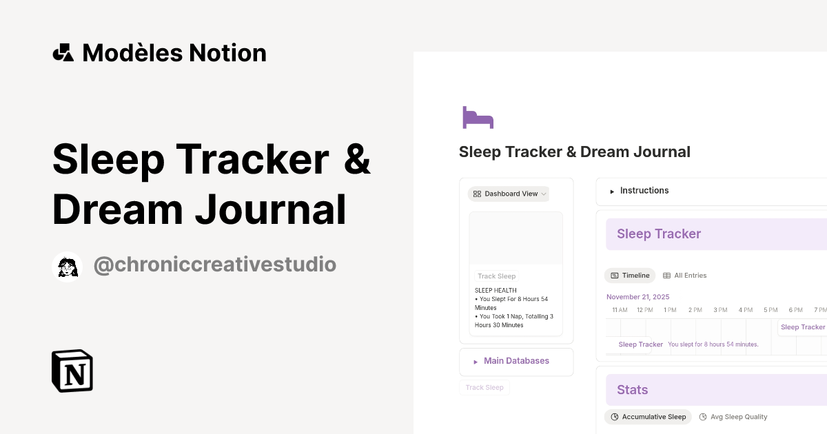 Sleep Tracker & Dream Journal | Modèle créé par Chronic Creative Studio ...