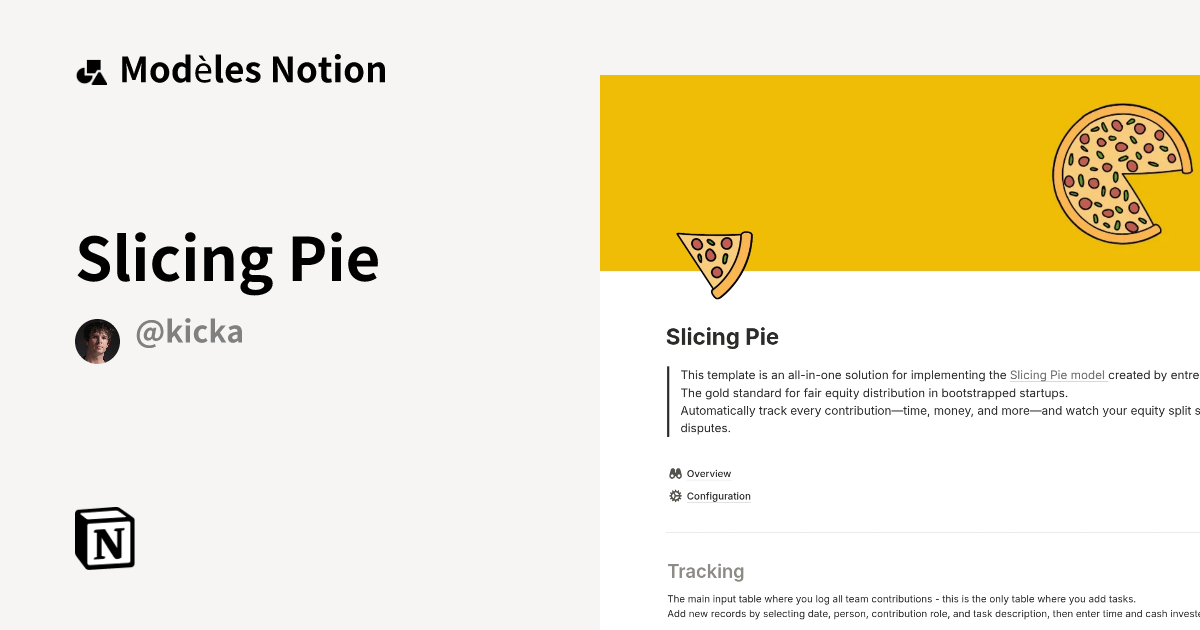Slicing Pie | Modèle créé par Kicka | Marketplace Notion