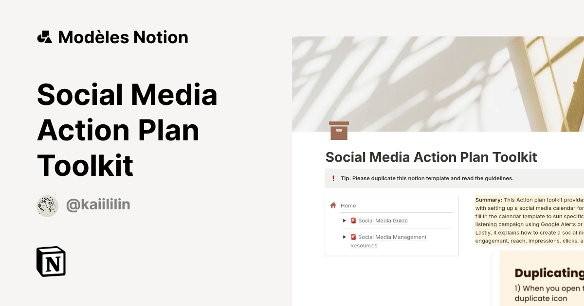 Social Media Action Plan Toolkit | Modèle créé par Kath | Marketplace ...