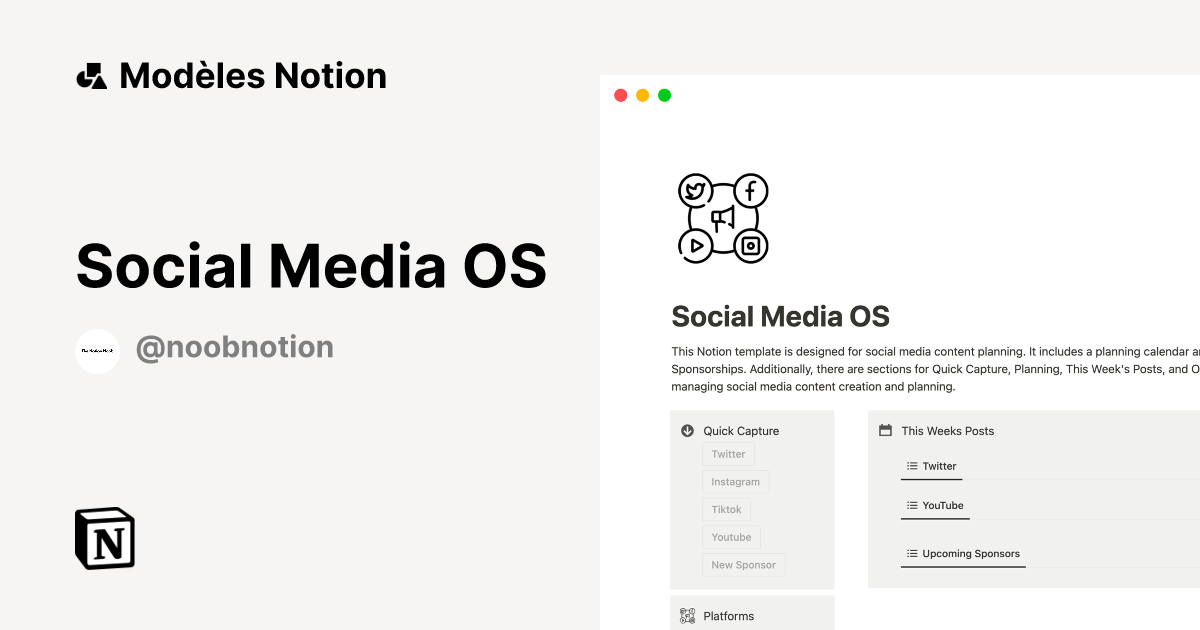 Modèle Social Media OS | Marketplace Notion