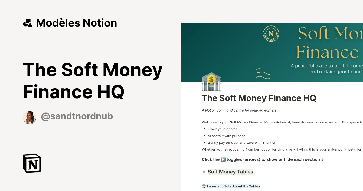 Modèle The Soft Money Finance HQ | Marketplace Notion