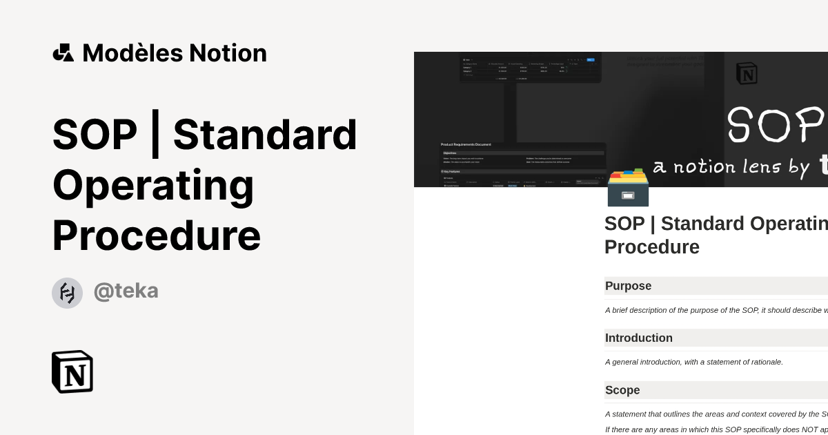 SOP | Standard Operating Procedure | Modèle créé par Teka | Marketplace ...