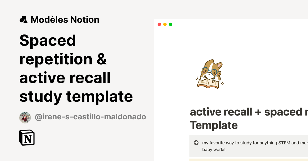 Spaced repetition & active recall study template | Modèle créé par ...