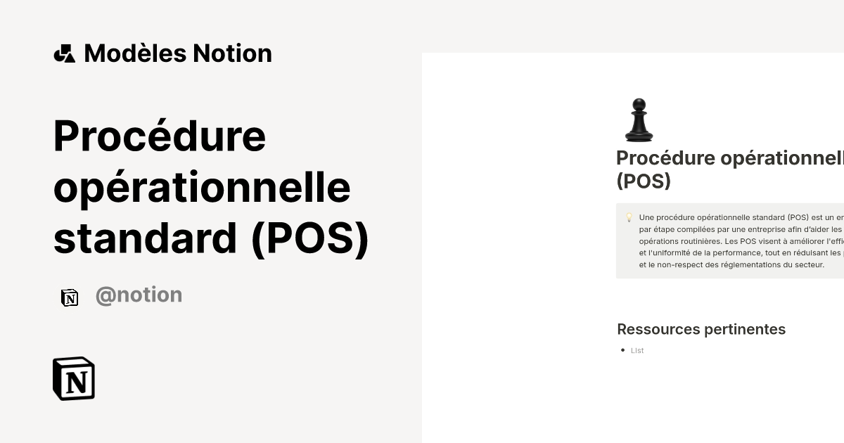 Modèle Procédure opérationnelle standard (POS) 2025 | Marketplace Notion