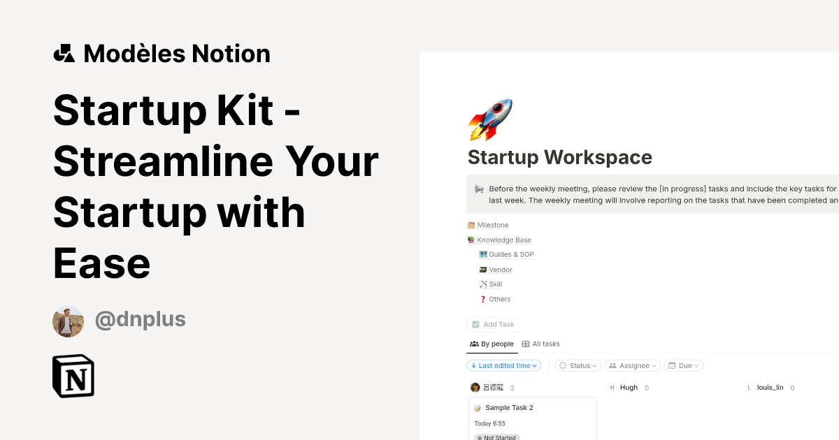 Modèle Startup Kit - Streamline Your Startup with Ease | Marketplace Notion