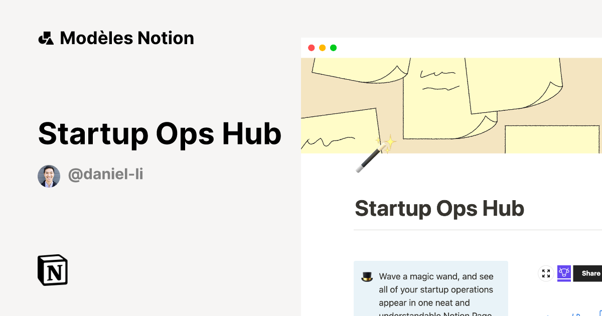 Modèle Startup Ops Hub | Marketplace Notion