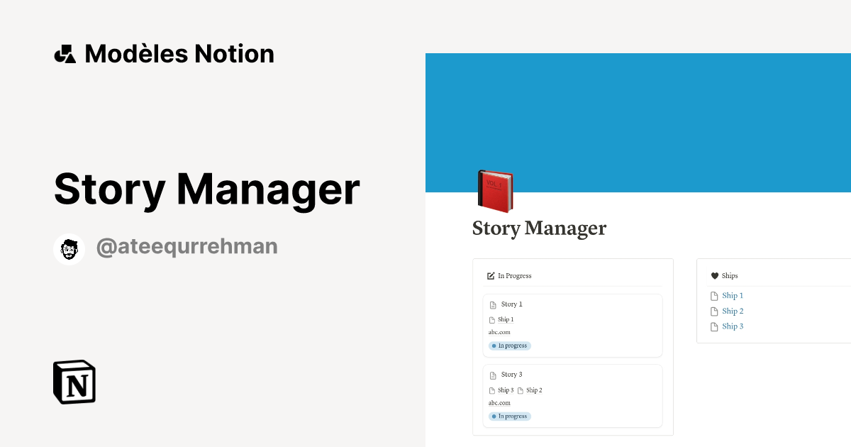 Story Manager | Modèle créé par Ateeq Ur Rehman | Marketplace Notion