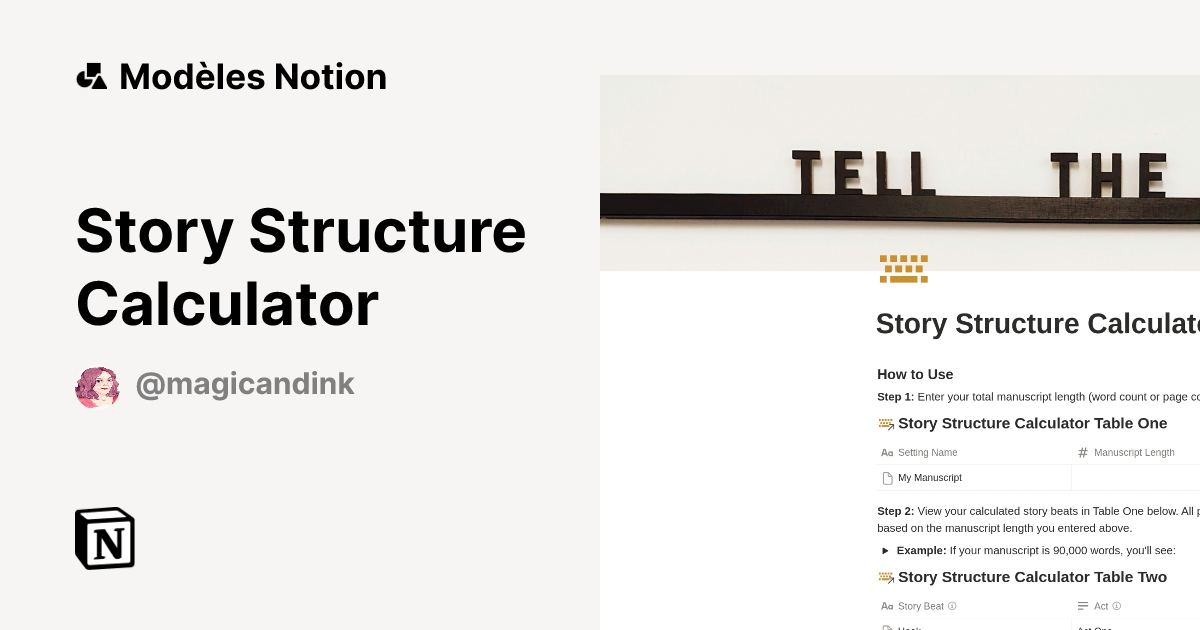 Story Structure Calculator | Modèle créé par Magic & Ink | Marketplace ...
