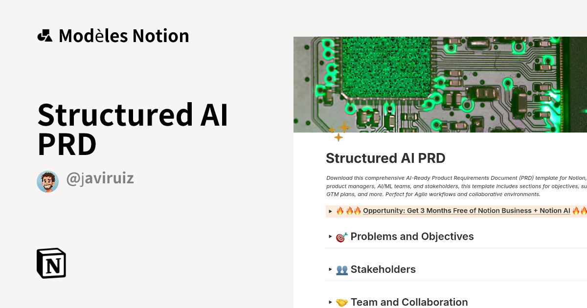 Modèle Structured AI PRD | Marketplace Notion