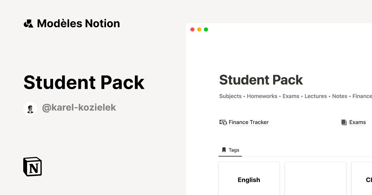 Modèle Student Pack | Marketplace Notion