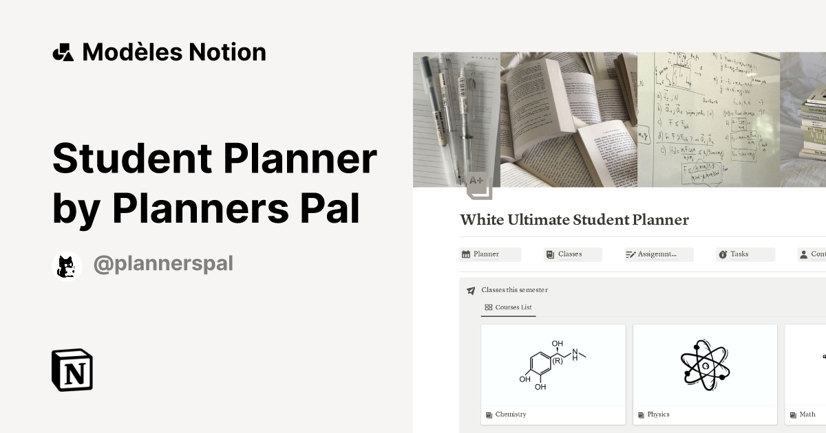 Student Planner by Planners Pal | Modèle créé par PlannersPal ...