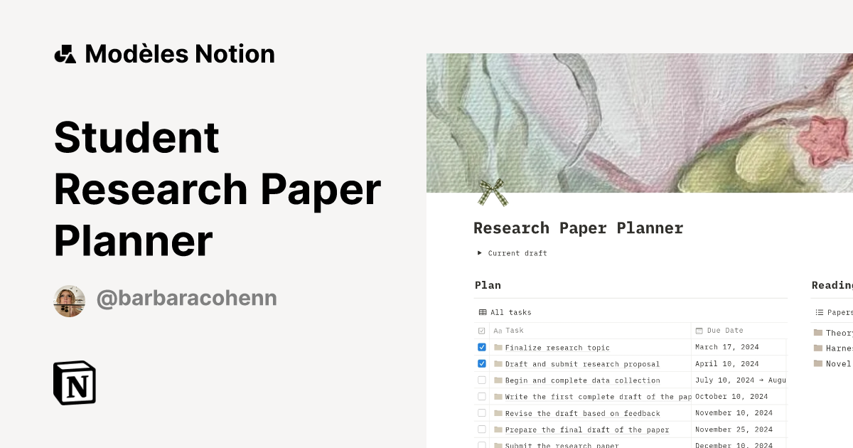 Student Research Paper Planner | Modèle créé par Bárbara cohen ...