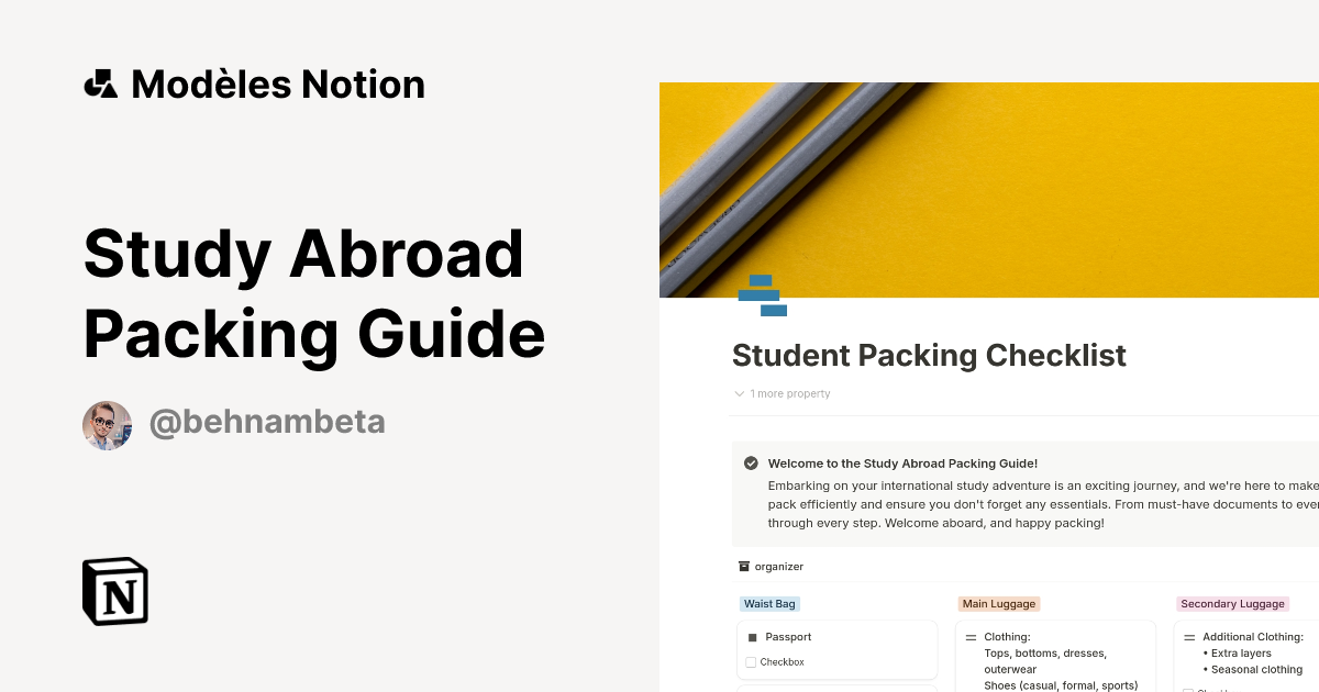 Study Abroad Packing Guide | Modèle créé par Beta Dreamer | Marketplace ...