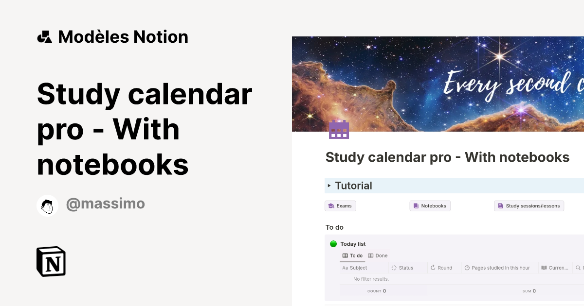 Study calendar pro - With notebooks | Modèle créé par Massimo ...