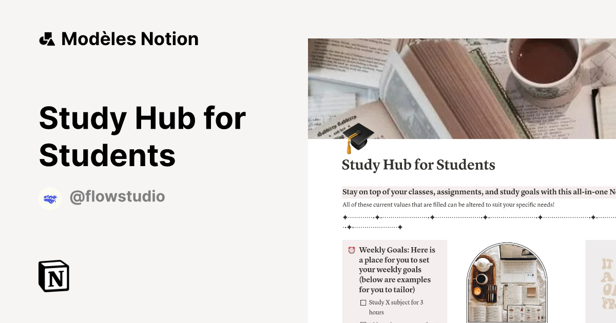 Modèle Study Hub for Students | Marketplace Notion