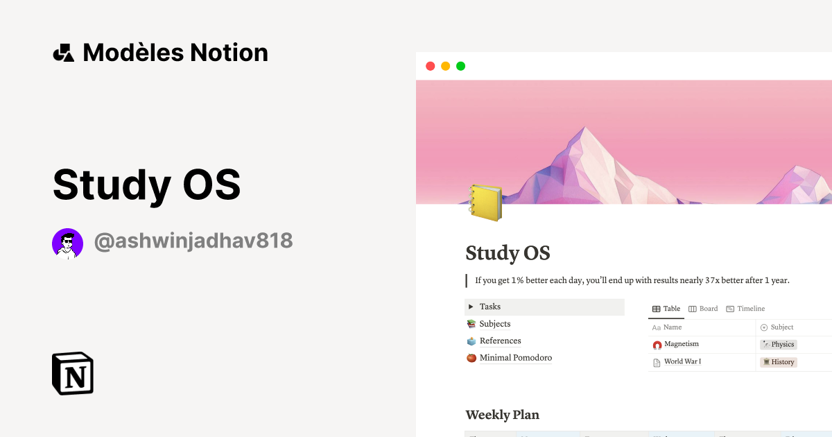Modèle Study OS | Marketplace Notion