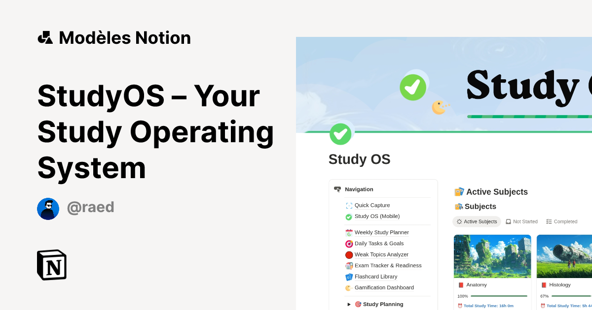 Modèle StudyOS – Your Study Operating System | Marketplace Notion