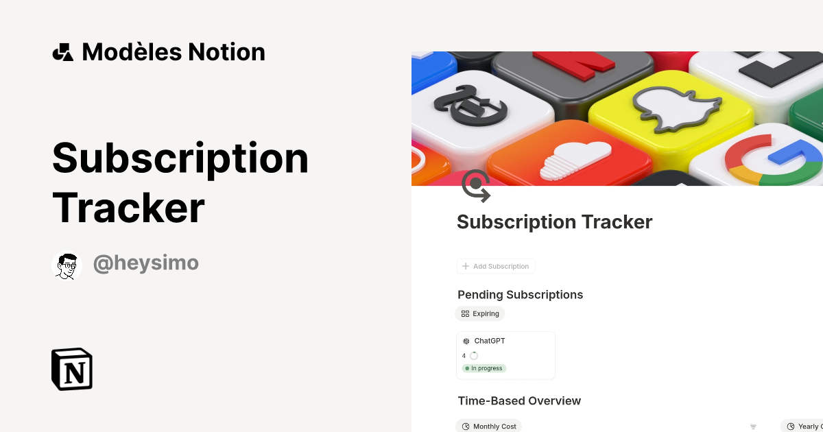 Modèle Subscription Tracker | Marketplace Notion