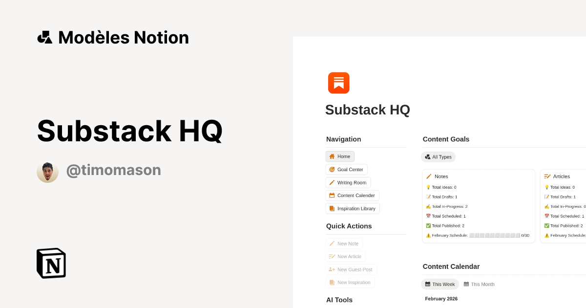 Modèle Substack HQ | Marketplace Notion