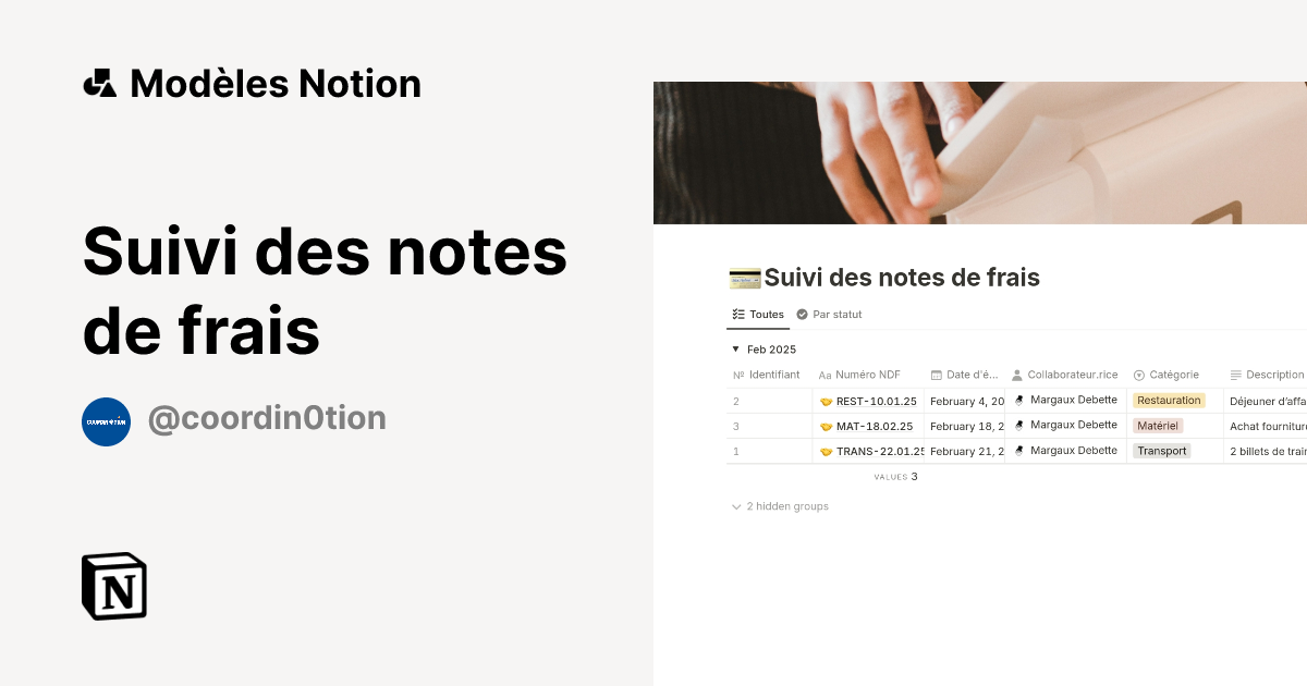 Suivi des notes de frais | Modèle créé par Coordin*tion | Marketplace ...