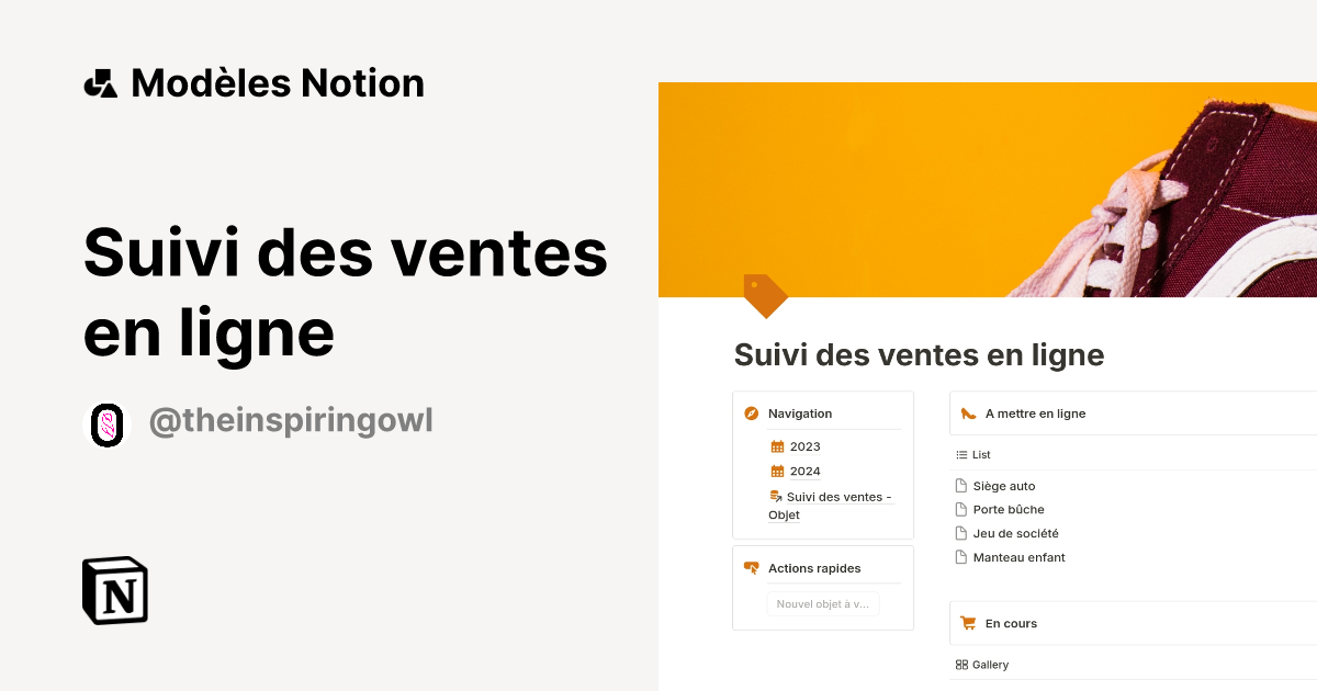 Modèle Suivi des ventes en ligne | Marketplace Notion