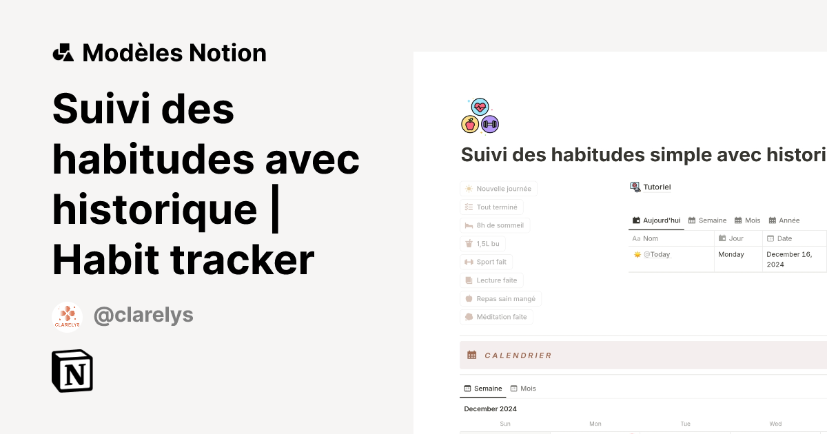Modèle Suivi des habitudes avec historique | Habit tracker ...