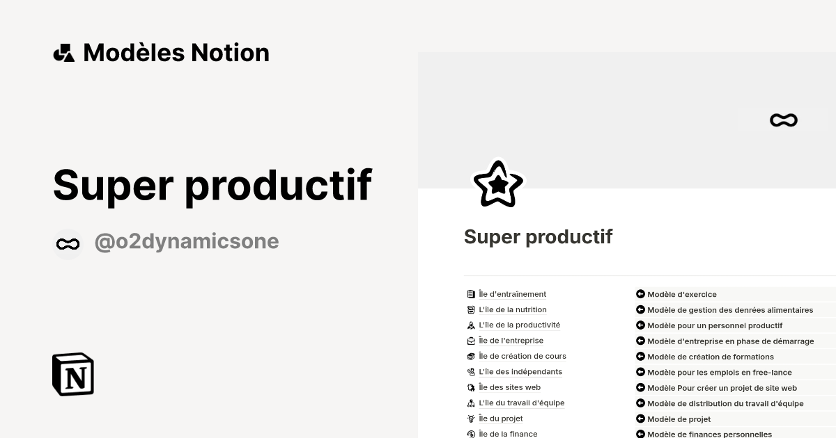 Super productif | Modèle créé par O2 Dynamics Francais | Marketplace Notion