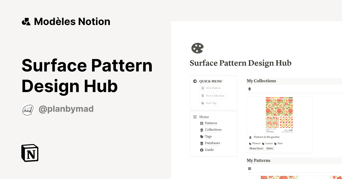 Modèle Surface Pattern Design Hub | Marketplace Notion