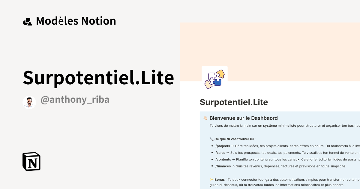 Modèle Surpotentiel.Lite | Marketplace Notion