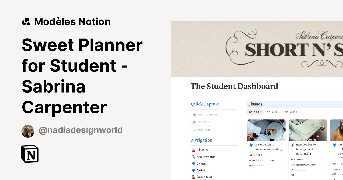 Sweet Planner for Student - Sabrina Carpenter | Modèle créé par ...