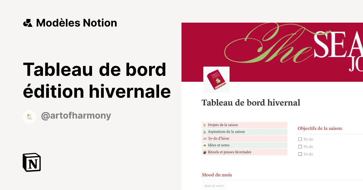 Tableau de bord édition hivernale | Modèle créé par Art of Harmony ...