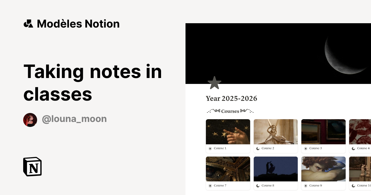 Modèle Taking notes in classes | Marketplace Notion
