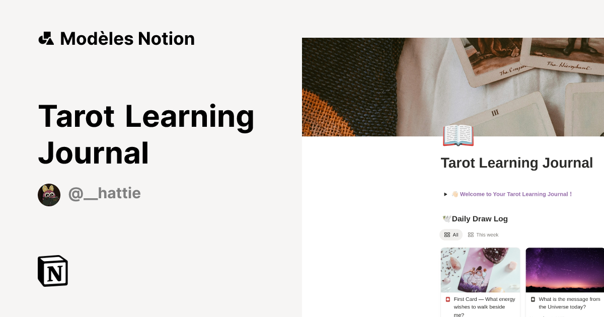 Tarot Learning Journal | Modèle créé par Hattie’s Corner🧸 | Marketplace ...