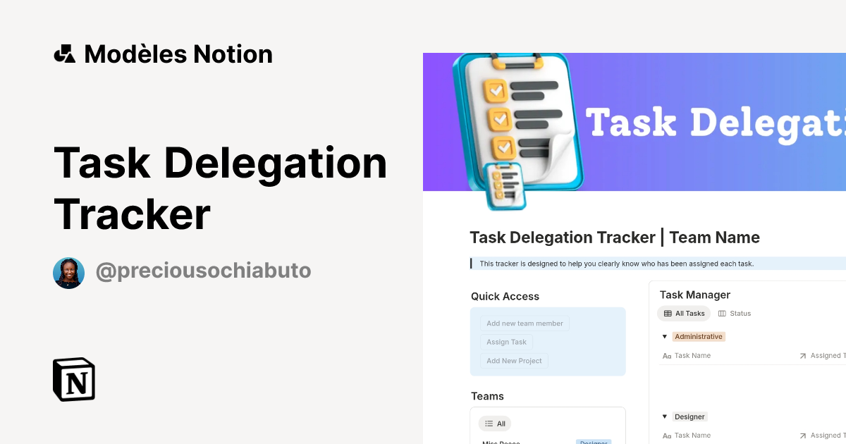 Modèle Task Delegation Tracker | Marketplace Notion