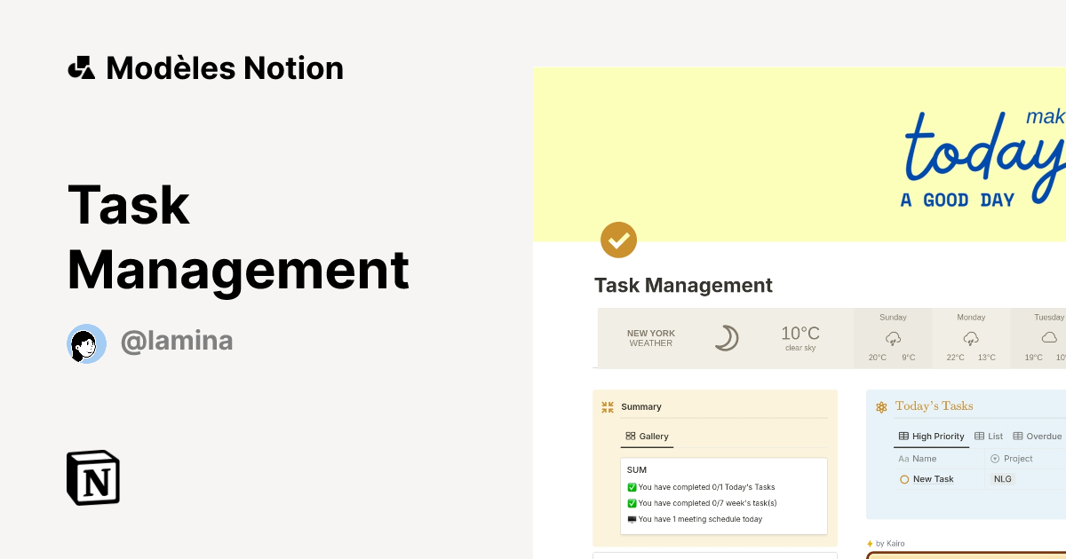 Modèle Task Management | Marketplace Notion