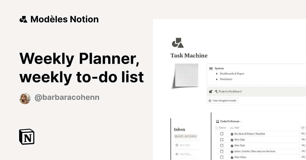 Modèle Task Manager Dashboard | Aesthetic Task & Project | Marketplace ...