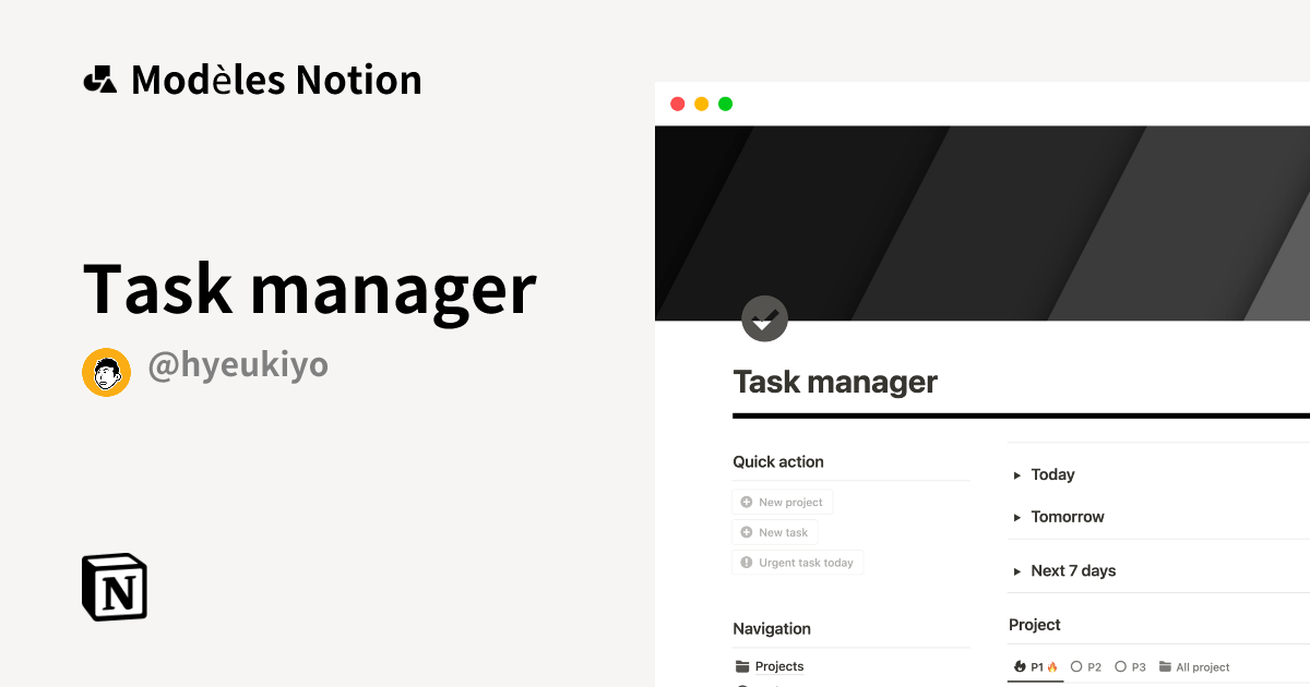 Modèle Task manager | Marketplace Notion