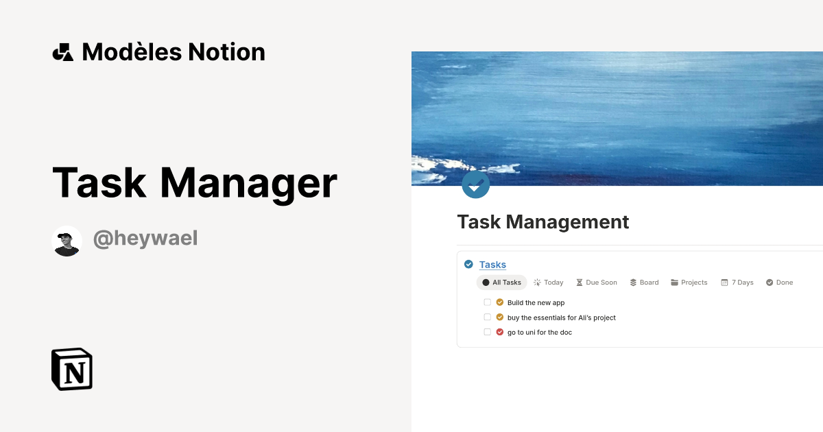 Modèle Task Manager | Marketplace Notion