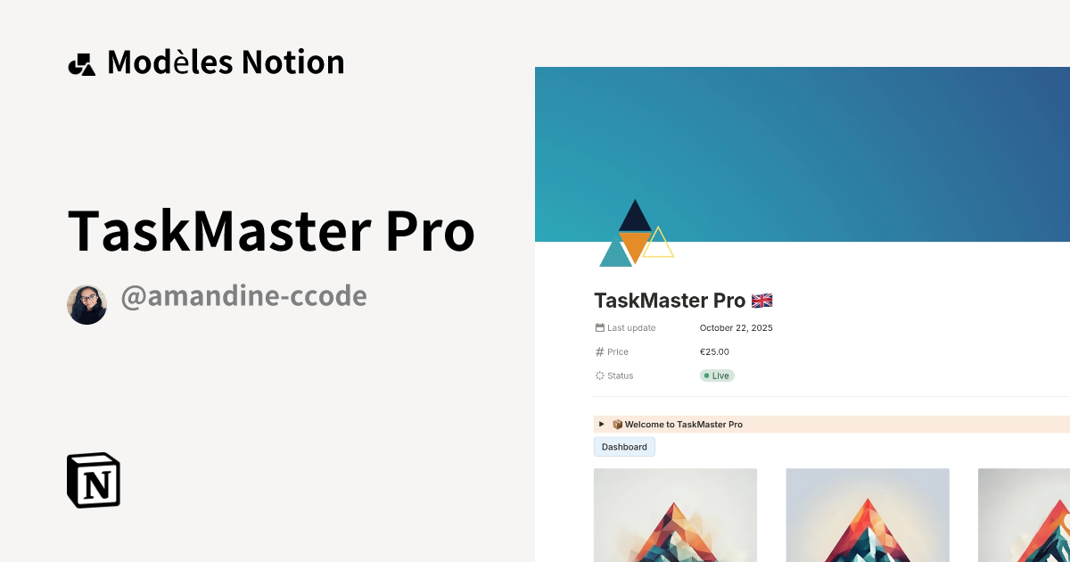 TaskMaster Pro | Modèle créé par Craft CODE | Marketplace Notion