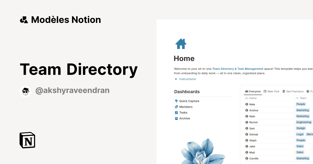 Modèle Team Directory | Marketplace Notion