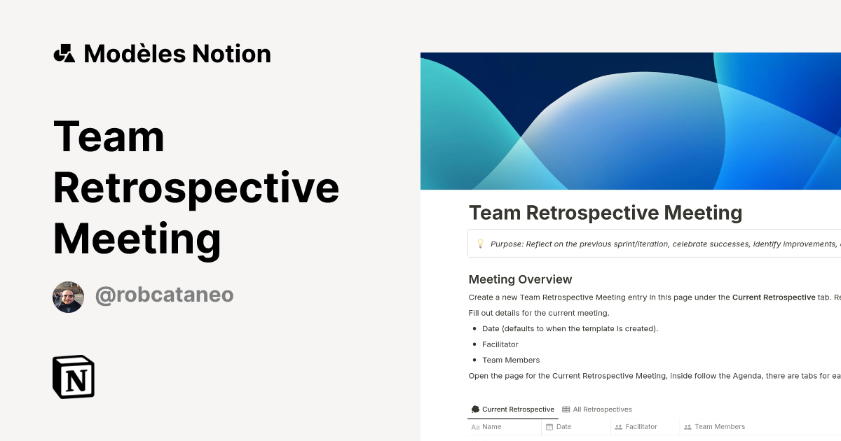 Team Retrospective Meeting | Modèle créé par Rob Cataneo | Marketplace ...