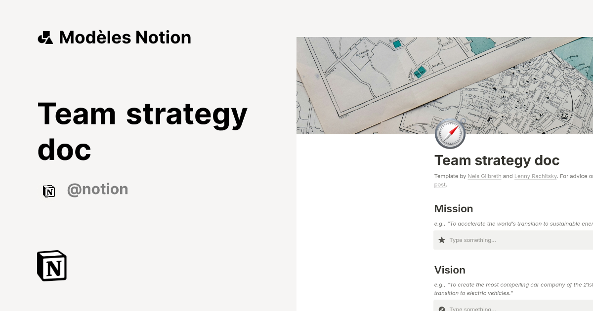 Team strategy doc | Modèle créé par Notion | Marketplace Notion