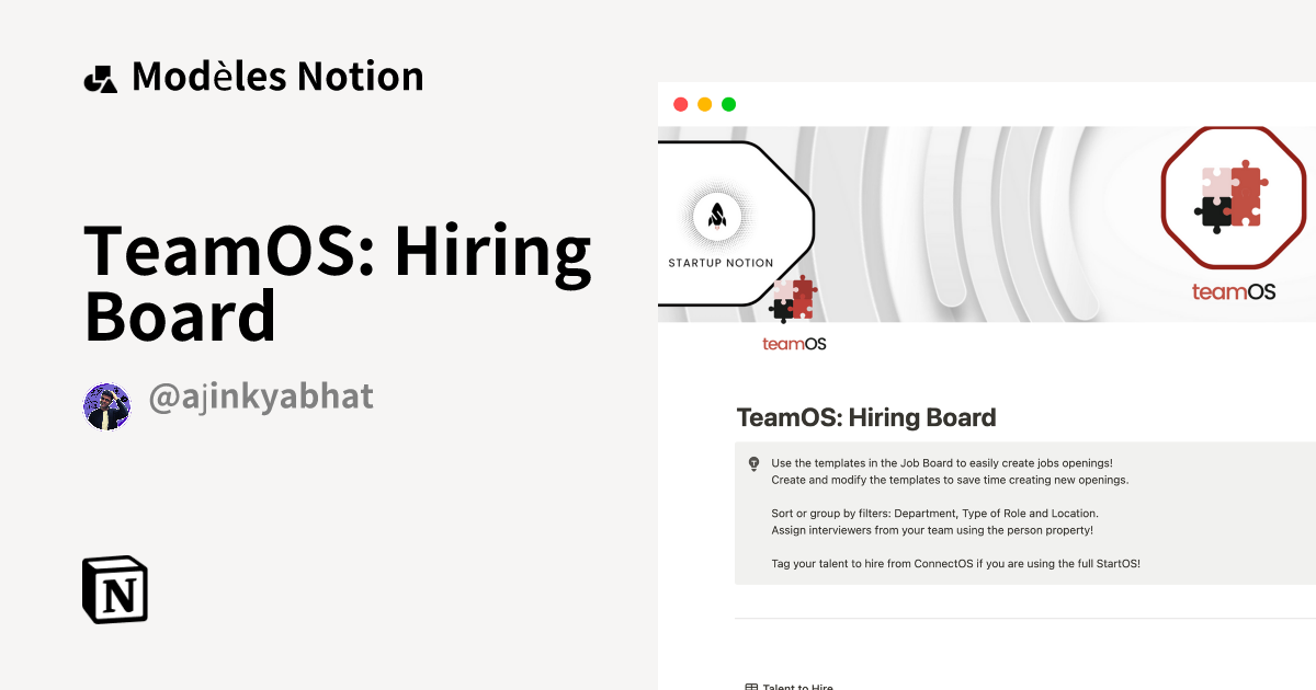 Modèle TeamOS: Hiring Board | Marketplace Notion