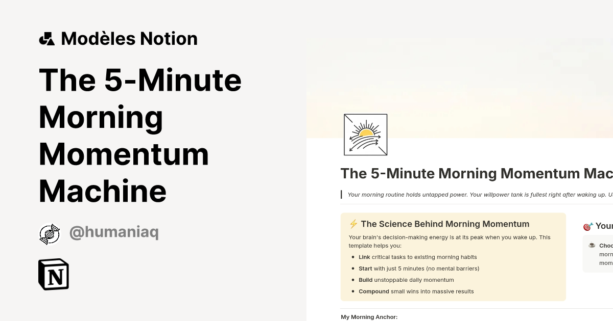 The 5-Minute Morning Momentum Machine | Modèle créé par Humaniaq ...