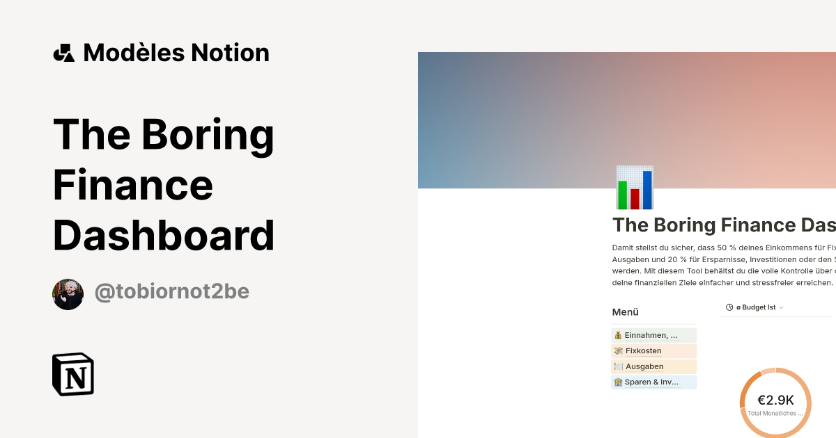 Modèle The Boring Finance Dashboard | Marketplace Notion
