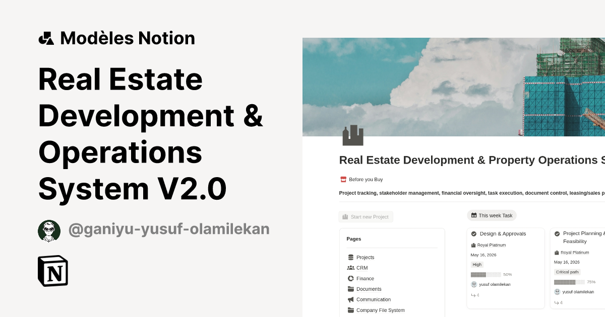 Real Estate Development & Operations System | Modèle créé par ...