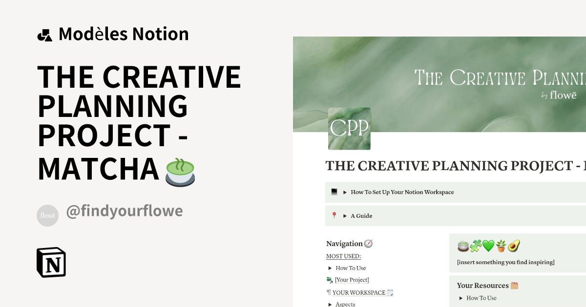 THE CREATIVE PLANNING PROJECT - MATCHA 🍵 | Modèle créé par flowē ...